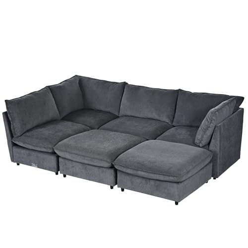Oversized Modular Sectional Sofa Set,Extra Large U Shaped Convertible Couch with Reversible Chaise and Movable Ottoman,Free Combination Symmetrical Sofa&Couches Bed for Living Room Office