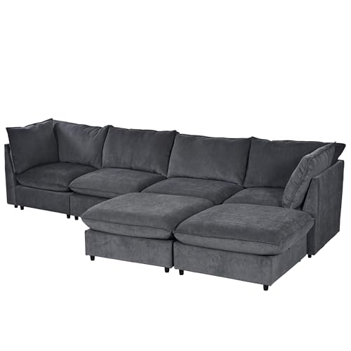 Oversized Modular Sectional Sofa Set,Extra Large U Shaped Convertible Couch with Reversible Chaise and Movable Ottoman,Free Combination Symmetrical Sofa&Couches Bed for Living Room Office