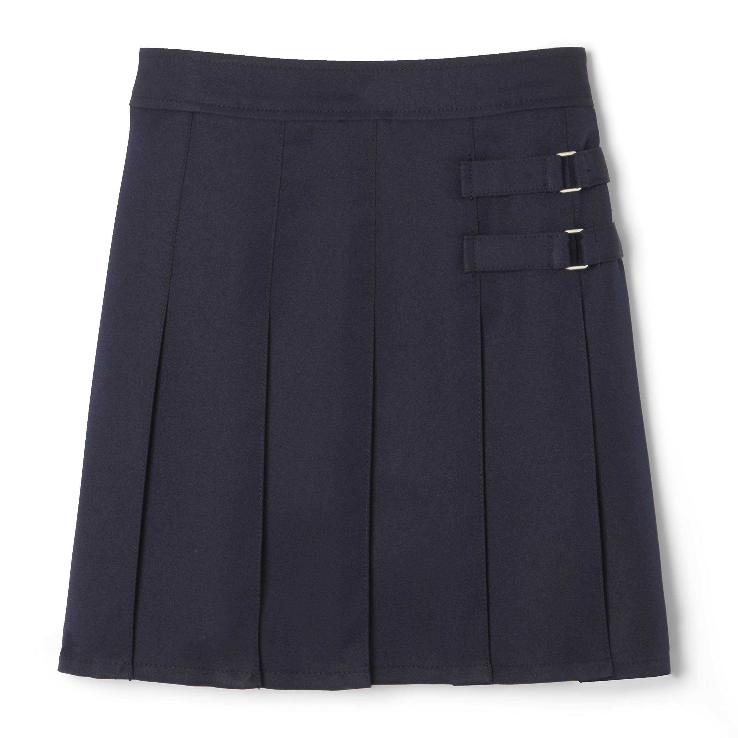 French Toast girls Adjustable Waist Two-tab Pleated-front Scooter Skirt, Navy, 12 US