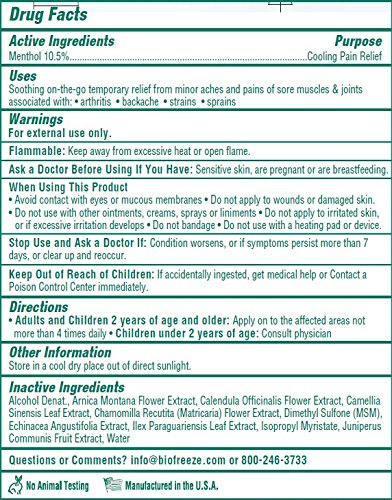 Biofreeze Pain Relief Spray, 4 oz. Aerosol Spray, Pack of 2, Colorless (Packaging May Vary)