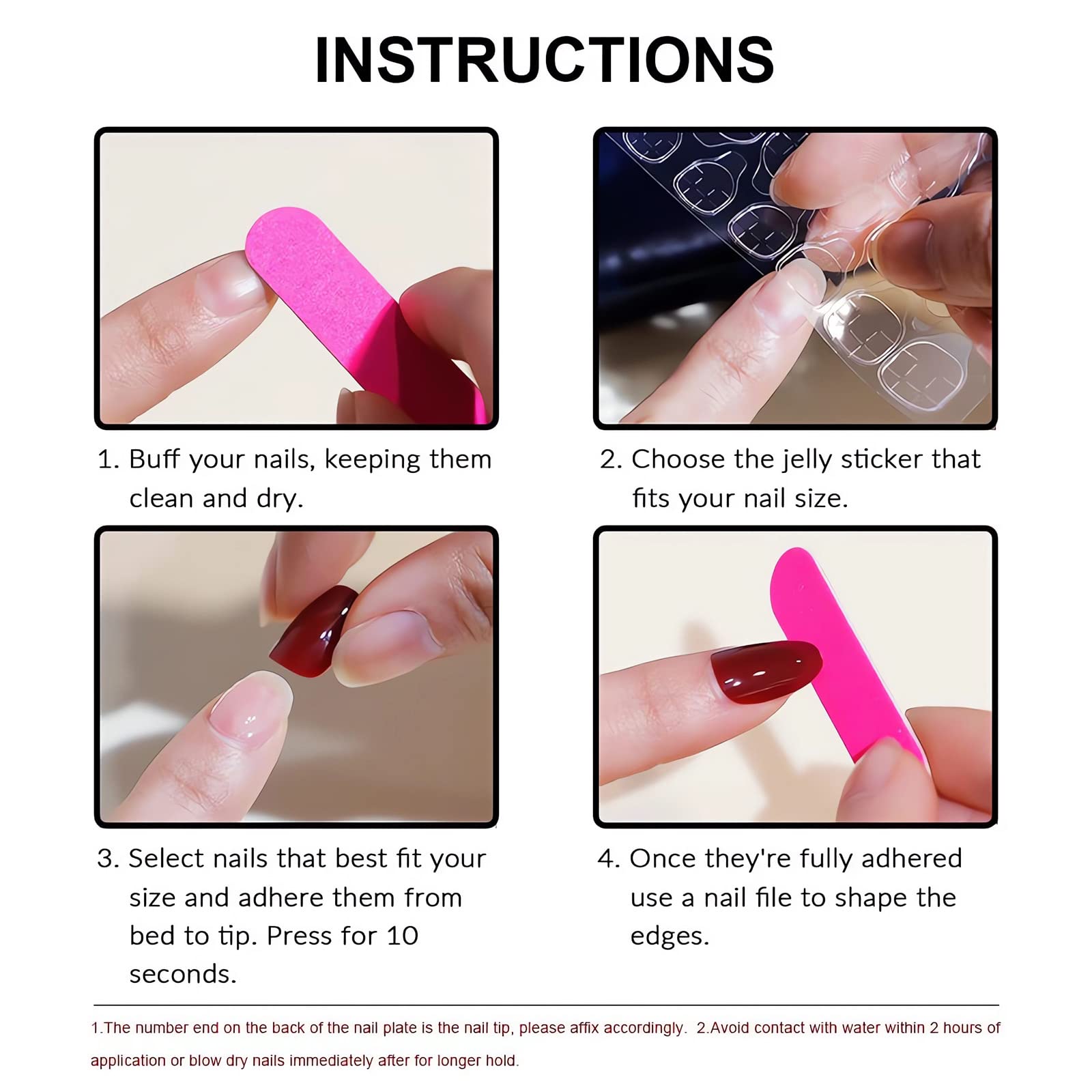 SINSEN Square Press on Nails Medium Length - French Tip Press on Nails Heart Deign, Glossy Pink Fake Nails with Adhesive Glue Stickers, Reusable Stick on Nails in 12 Sizes, 24 Pcs Medium French Nails