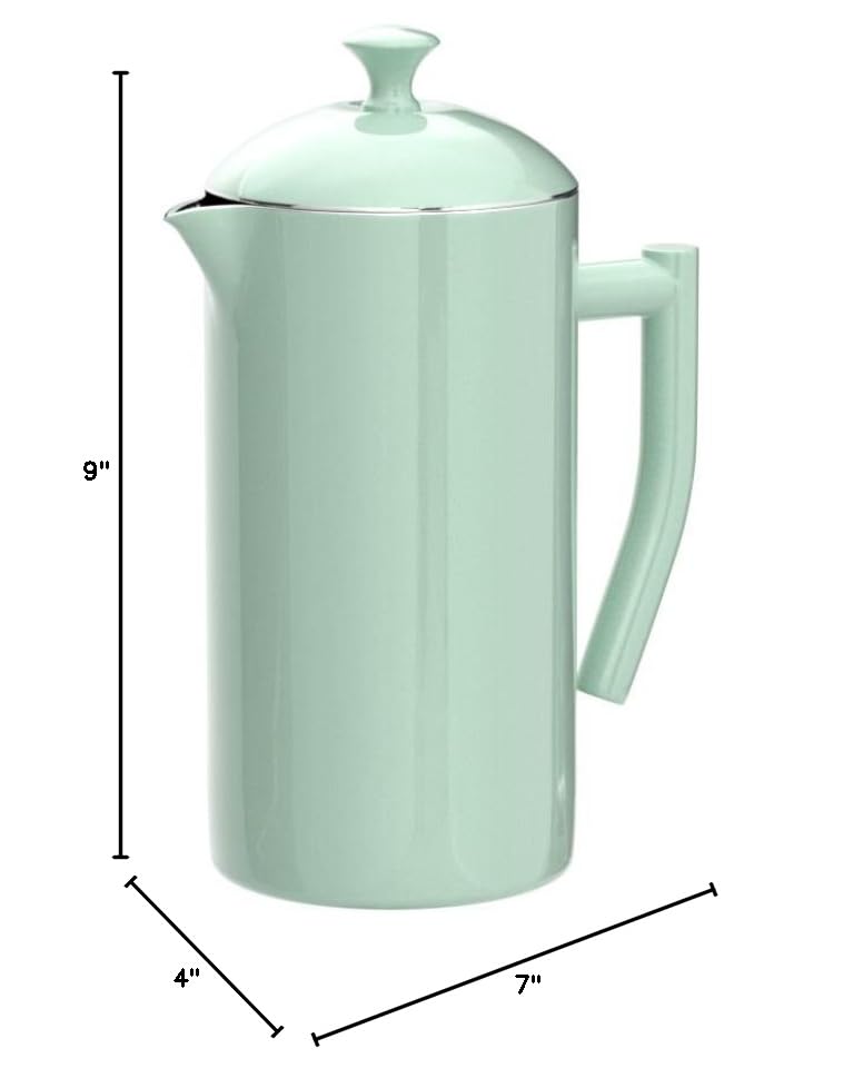 Frieling Double-Walled Stainless Steel French Press Coffee Maker, Dilly Bean Green, 34 fl oz.