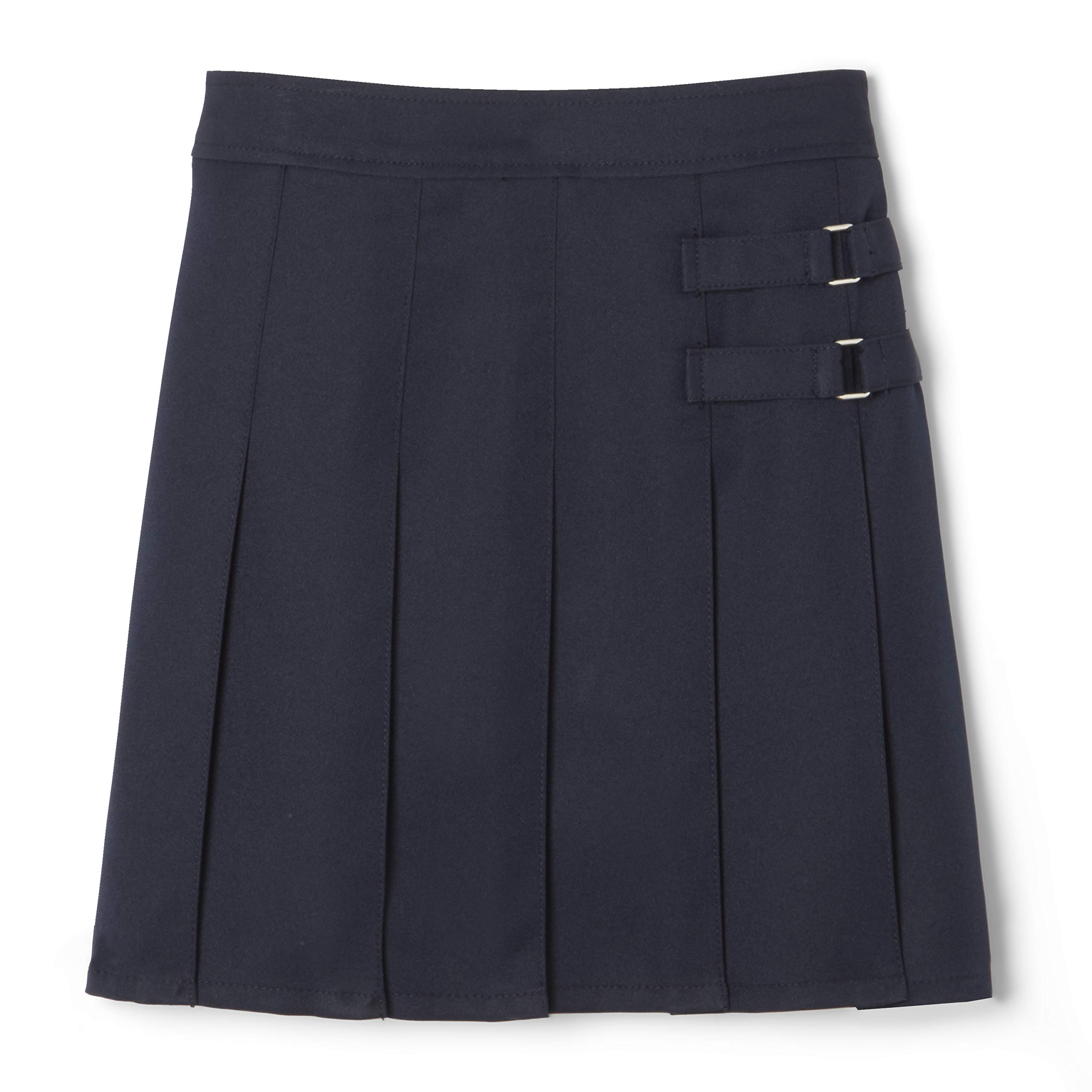 French Toast girls Adjustable Waist Two-tab Pleated-front Scooter Skirt, Navy, 12 US