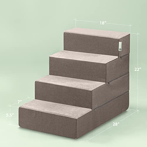 ZINUS Easy Pet Stairs / Pet Ramp / Pet Ladder, Large, Sand