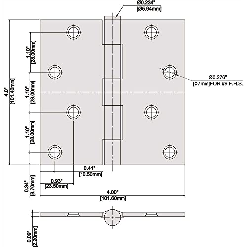 Everbilt 4 in. Satin Nickel Square Corner Door Hinge