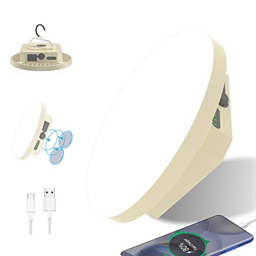10000mAh Rechargeable 3000LM Tent Light Camping Light, 6500K 24Hours Long Play Time , Outdoor Night Market Light Night Fishing Light Emergency Lights for Hurricane Tsunami disasters (30W(Beige))