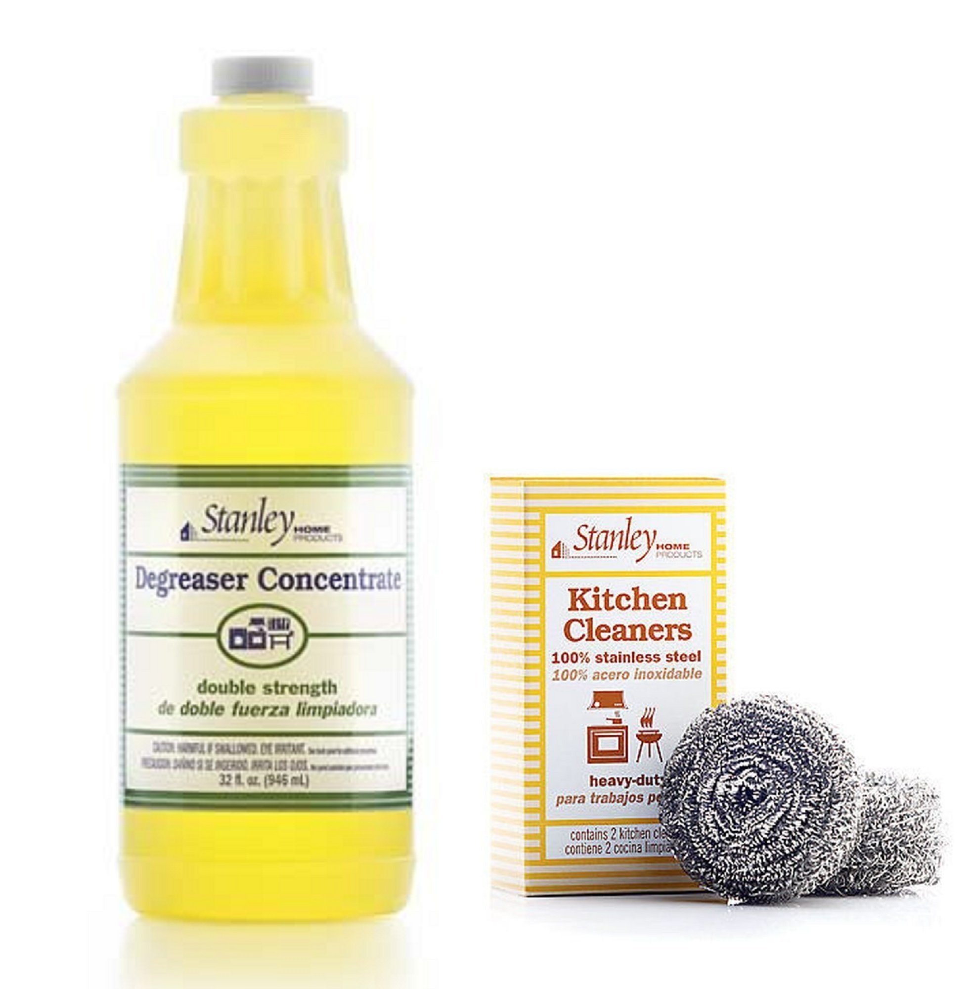 Stanley Home Products Degreaser Concentrate (32 fl. oz.) with Stainless Steel Kitchen & Kettle Cleaner Sponges – Removes Grease & Grime