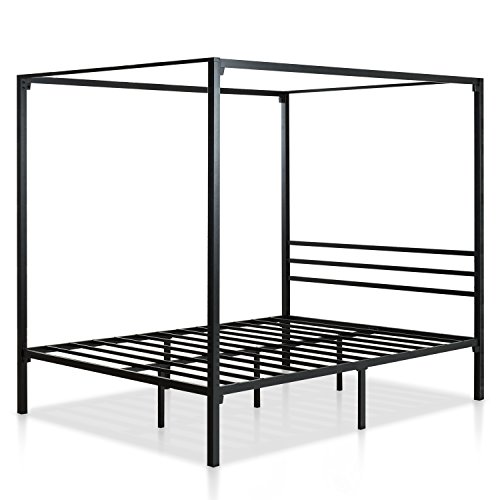 ZINUS Patricia Black Metal Canopy Platform Bed Frame / Mattress Foundation with Steel Slat Support / No Box Spring Needed / Easy Assembly, Full