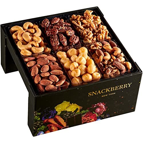 Holiday Mixed Nuts Gift Basket, in Elegant Display Stand Box, Gift Set for Easter, Birthday Party, Sympathy, Healthy Gift Snack Box for Men and Women. Kosher - Snackberry (Premium)