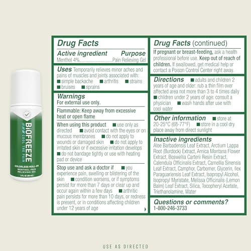 Biofreeze Pain Relief Roll-On, Arthritis Pain Reliver, Knee & Lower Back Pain Relief, Sore Muscle Relief, Neck Pain Relief, FSA Eligible, 2 Pack (3 FL OZ Biofreeze Menthol Roll-On)