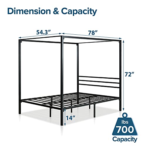 ZINUS Patricia Black Metal Canopy Platform Bed Frame / Mattress Foundation with Steel Slat Support / No Box Spring Needed / Easy Assembly, Full