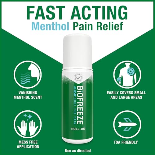 Biofreeze Pain Relief Roll-On, Arthritis Pain Reliver, Knee & Lower Back Pain Relief, Sore Muscle Relief, Neck Pain Relief, FSA Eligible, 2 Pack (3 FL OZ Biofreeze Menthol Roll-On)