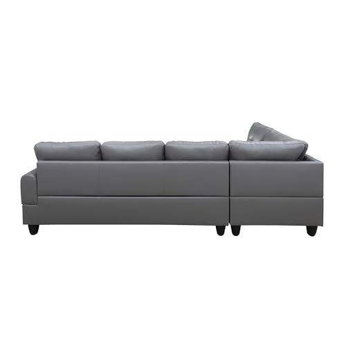 NOTOP 3-Piece Faux Leather L-Shaped Sectional Sofas, Button Tufted Upholstered Couch Set with Left Chaise Longue and Storage Ottoman, for Living Room, Home, Office, Dark Grey