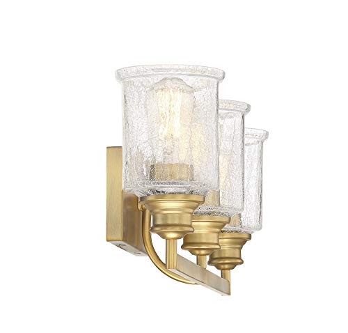 Savoy House 8-1972-3-322 Hampton Warm Brass 3-Light Bathroom Vanity Light (24" W x 9" H)