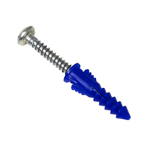 50 Piece Expansion Anchors with Screws Assortment Set, Designed for Drywall and Plaster, Includes 50 Pcs #10-#12 x 1-1/4 in. Ribbed Plastic Anchors & 50 Pcs #10 x 1-1/2 in. Self Tapping Screws
