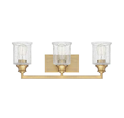 Savoy House 8-1972-3-322 Hampton Warm Brass 3-Light Bathroom Vanity Light (24" W x 9" H)