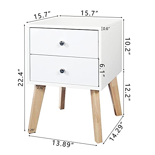 TaoHFE White nightstand mid Century Modern nightstand White Night Stands for bedrooms Wood nightstand White nightstand with Drawers Aesthetic nightstand White Side Table Bedside Table with Drawers