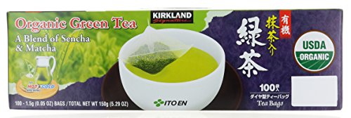 Kirkland Signature Organic Japanese Green Tea, A Blend of Sencha & Matcha 100 bags 0.05 Oz/1.5g per bag by