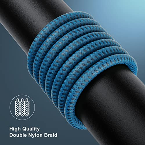 Essri Apple MFi Certified 3 Pack iPhone Charger 6ft, Long Lightning Cable Strong Nylon Braided Charging Cable 6 Foot, Fast iPhone USB Cord for Apple iPhone 14/13/12/11/X/XS/XR/8/iPad Mini Air(Blue)