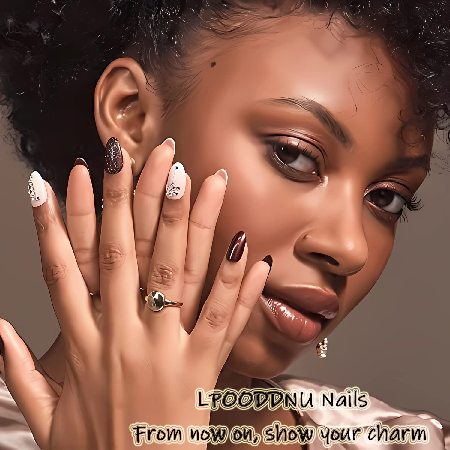 White French Tip Press on Nails Almond Shape Fake Nails Nude Medium False Nails Acrylic Artificial Nails Simple Glue on Nails Finger Decorations for Women 24Pcs