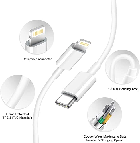 【Apple MFi Certified】 iPhone Fast Charger USB C Wall Charger 20W PD Adapter with 6FT Charging Cable Compatible iPhone 14/14 Pro/14 Pro Max/14 Plus/13 12 11 Pro Max/Pro/Mini/Xs Max/XR/X, iPad and More