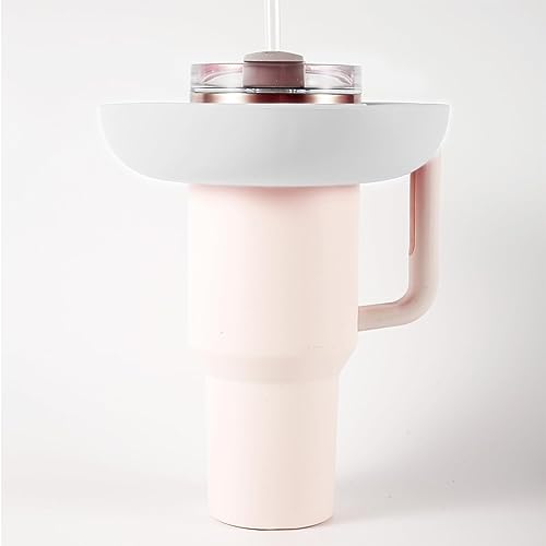 RYAJK Snack Bowl for Stanley 40 Oz Tumbler with Handle,4 Compartments for Candy,Appetizer,Nuts,Popcorn, Cup Holder for Stanley Cup Accessories (White)