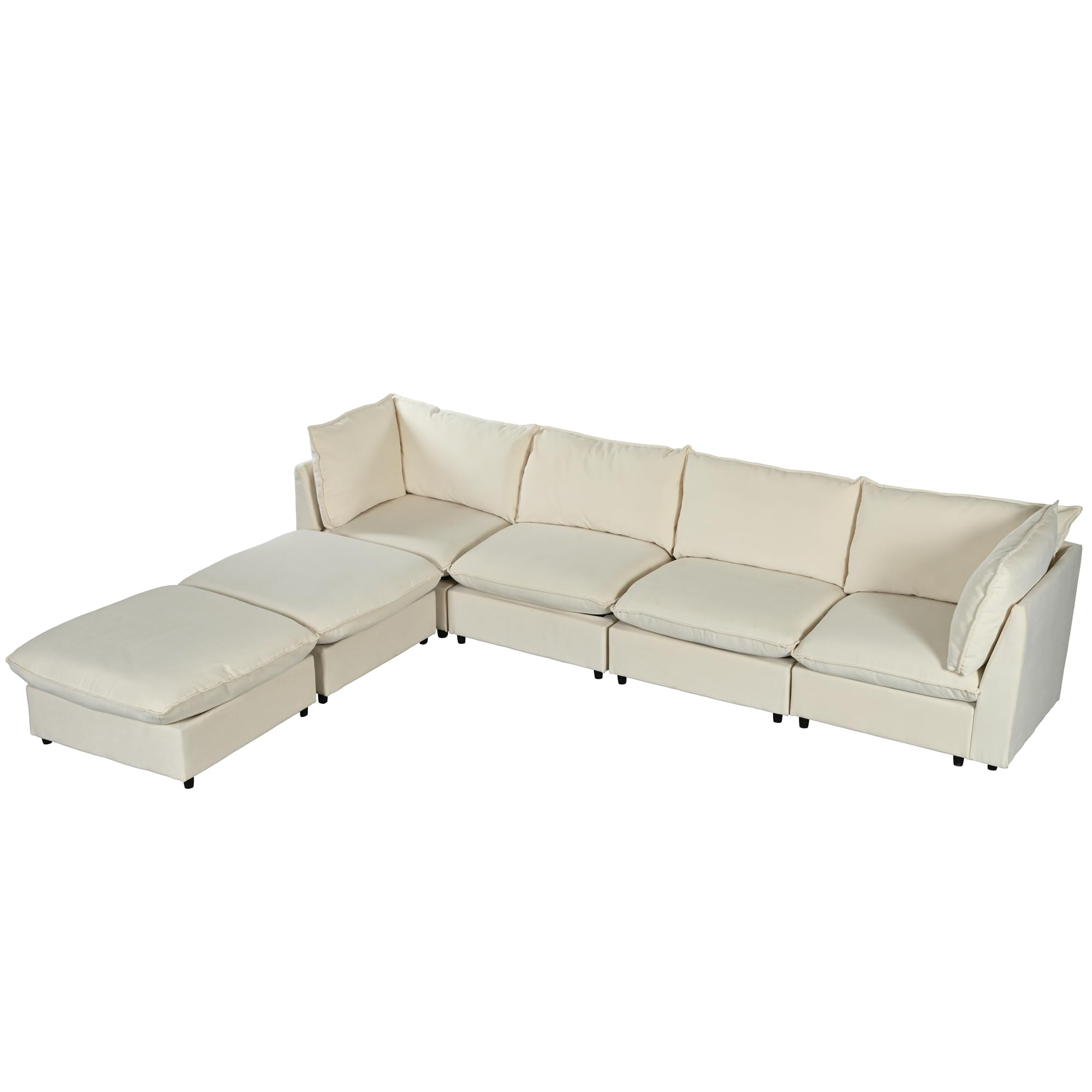 Merax 136.6" Large U-Shape L-Shape Sectional Sofa with 2 Chaise and Removable Ottomans for Living Room,Beige