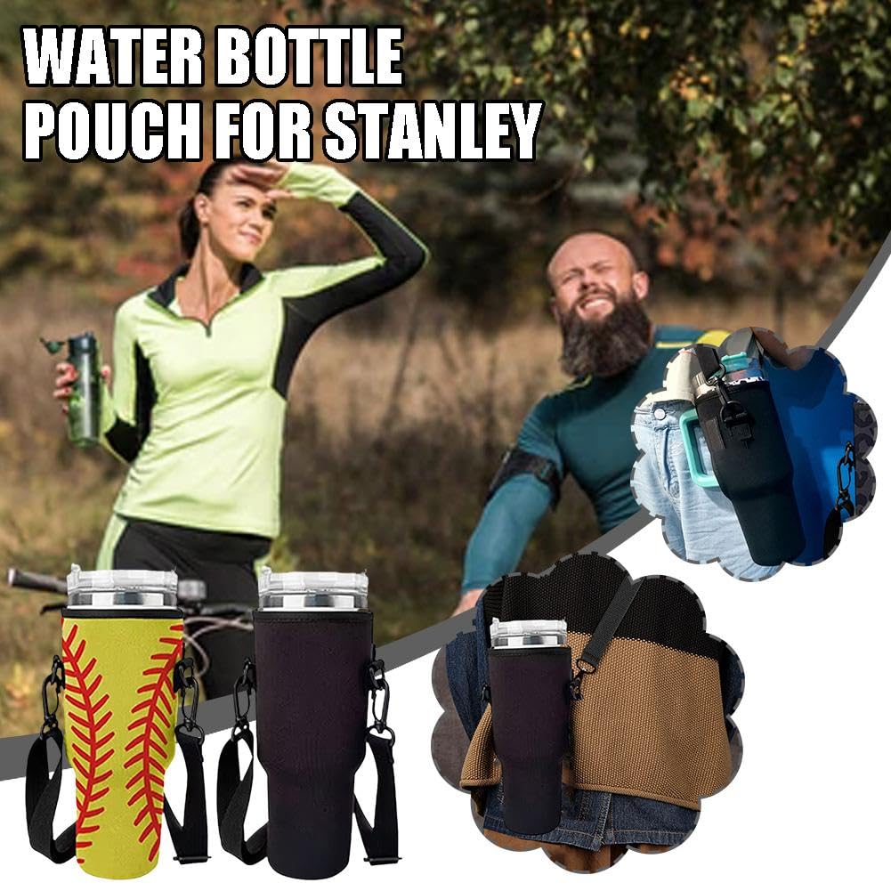 Water Bottle Carrier for Stanley,40oz Carrier Holder Pouch with Shoulder Strap,Lightweight Tumbler Travel Holder Bag for Hiking Travelling Camping