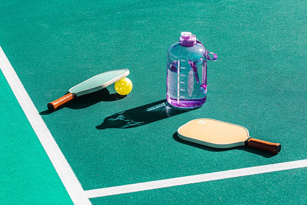 Life Bottle 1 Gallon Water Bottle with Straw Lid and Chug Lid, Leakproof Water Jug. Big Water Bottle with Time Marker, No Quotes. 128 oz with Handle and Straw, BPA Free