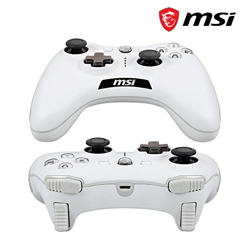 MSI FORCE GC20 V2 WHITE Wired PC Gamepad Controller - Interchangeable D-Pad Covers, Dual Vibration Motors, USB 2.0 - Wired