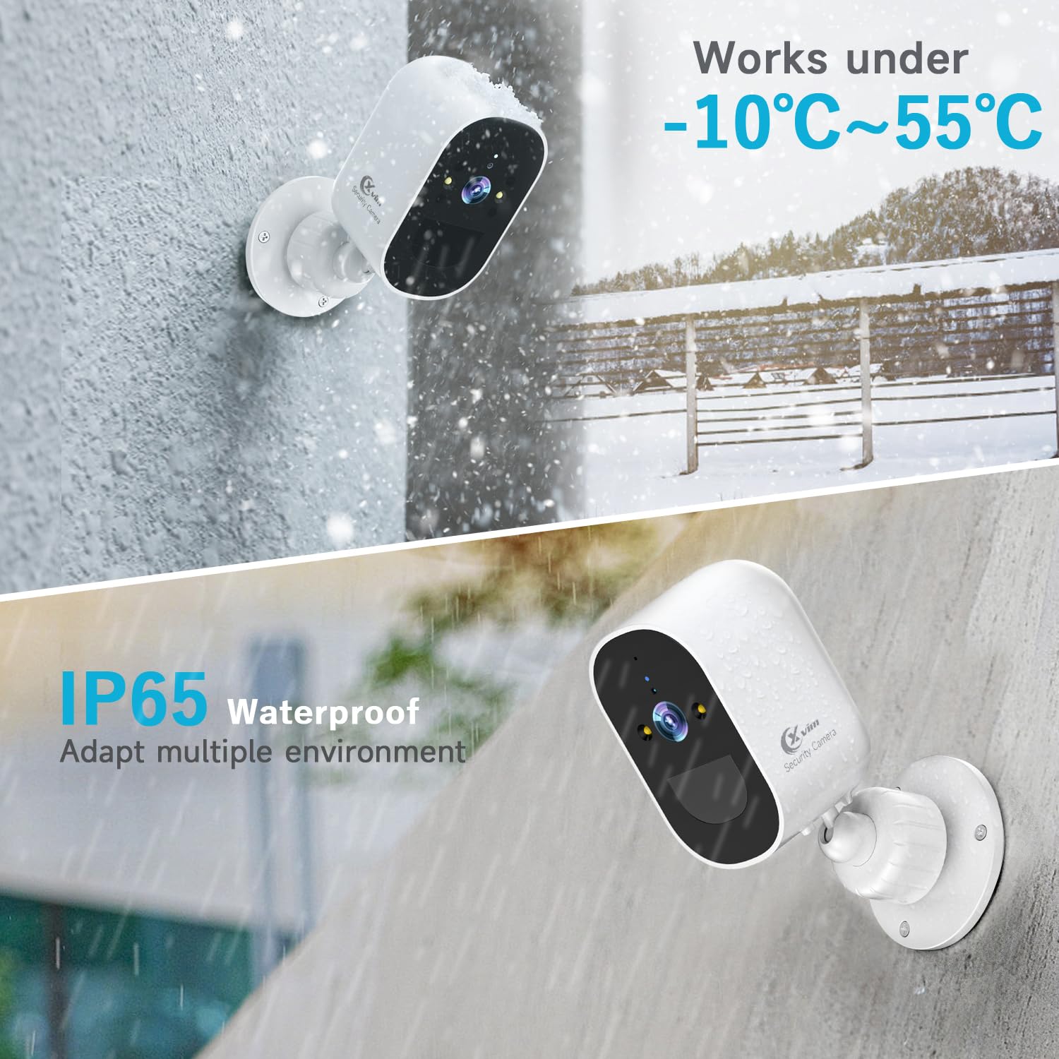 XVIM 2PCS 1080P Security Cameras Wireless Outdoor, 1080P WiFi Indoor Home Security Cameras with PIR Motion Detection, 2.4GHz WiFi, 2-Way Talk, Color Night Vision, Cloud/SD, Waterproof, Alarm Push