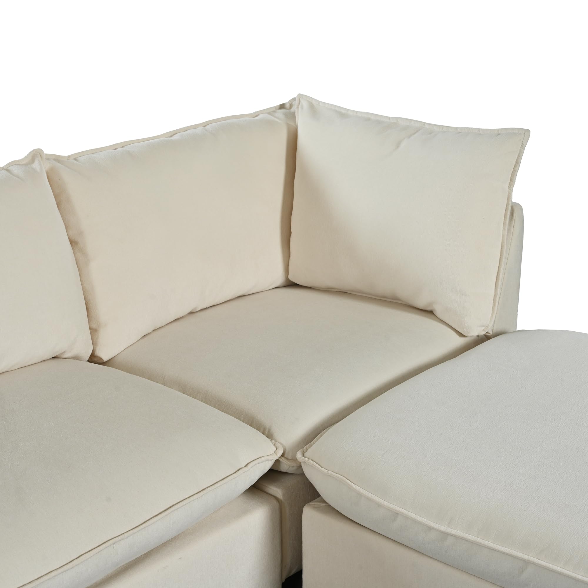 Merax 136.6" Large U-Shape L-Shape Sectional Sofa with 2 Chaise and Removable Ottomans for Living Room,Beige
