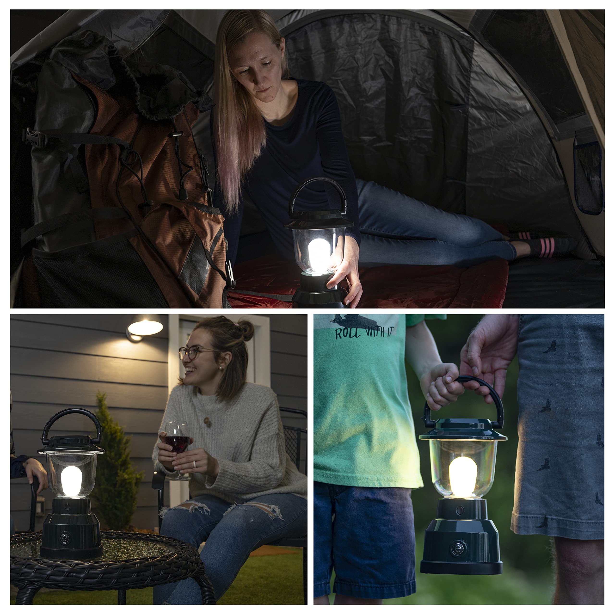 Enbrighten LED Lantern, Green, Battery Operated, 500 Lumens, 180 Hour Runtime, 4D, Bright White Finish, 3 Light Levels, Ideal for Outdoors, Camping, Hurricane, Storm, Tornado & Emergency, 11016