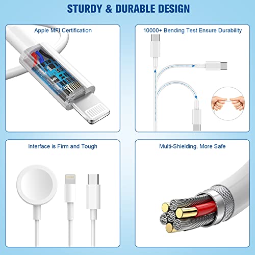 2 in 1 USB C Charger for Apple Watch and iPhone, 20W PD Fast Wall Charger Power Adapter with 6.6 FT Magnetic iWatch Charging Cable for Apple Watch Series 8/7/SE/6/5/4/3/2/1 & iPhone 14/13/12/11/XS/X