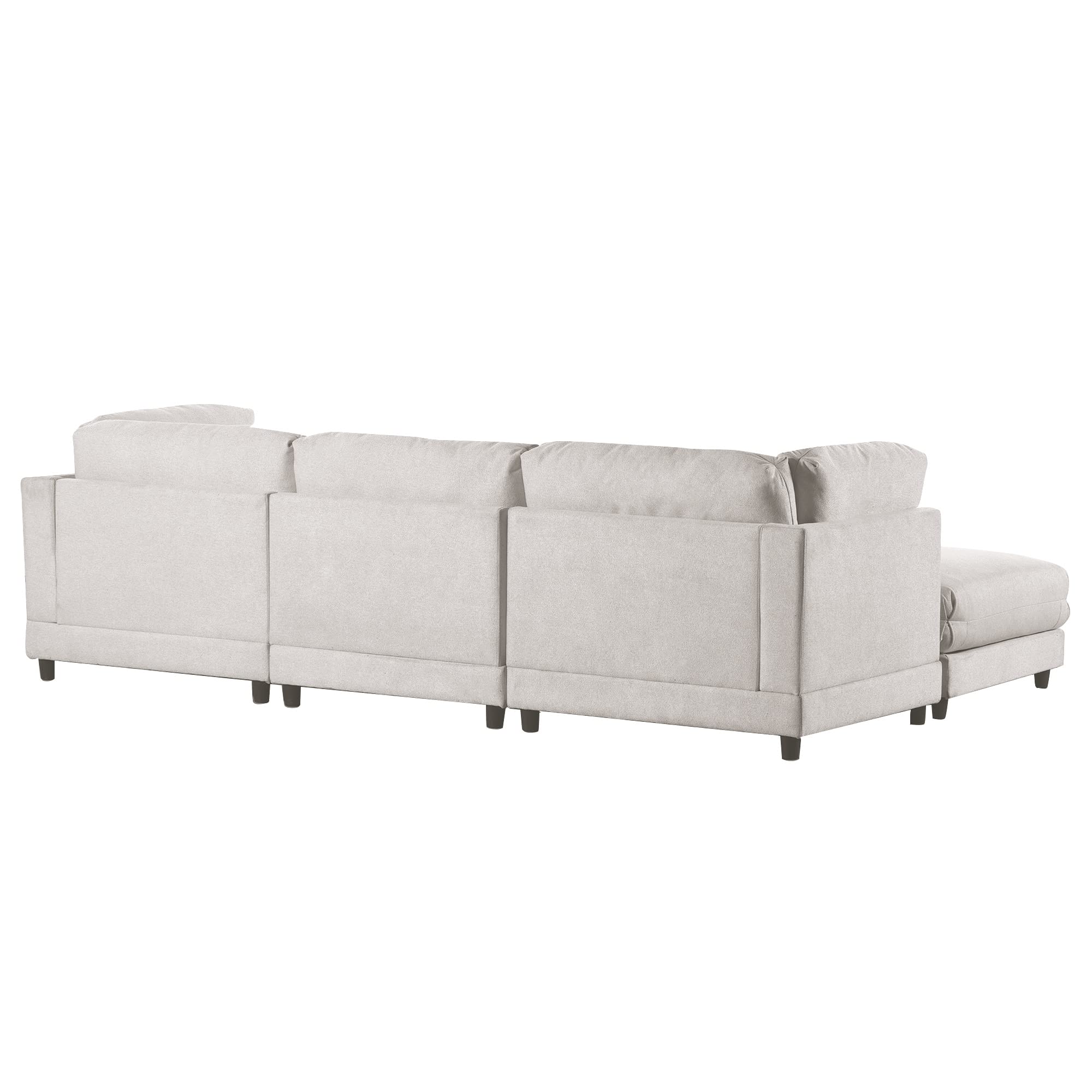 Tdewlye Modern 2 Pieces L Shaped Sectional Sofa,Chaise Longue Couch with Removable Ottomans and Comfortable Waist Pillows,for Apartment Living Room (Beige@Pillows)