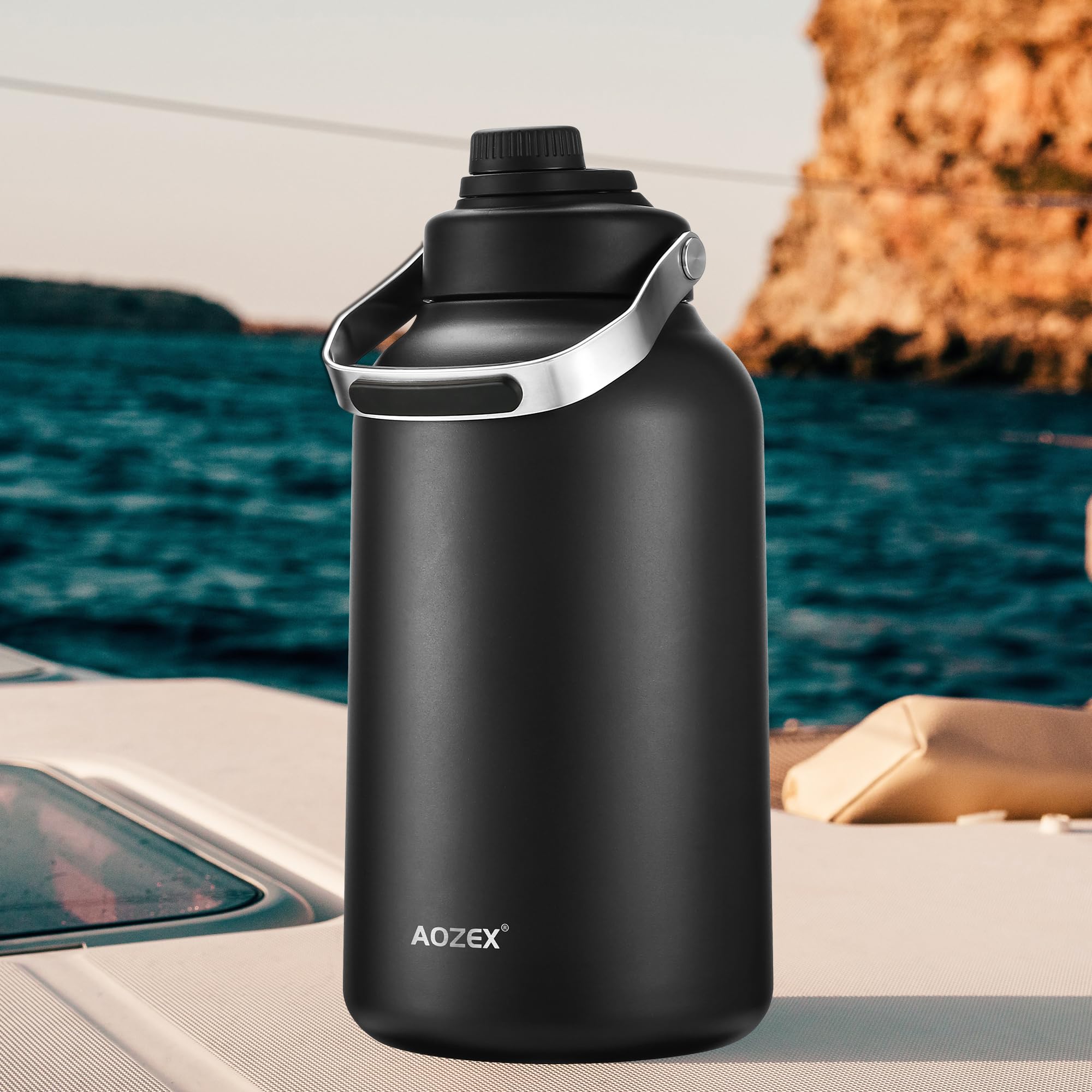 AOZEX 1 Gallon Insulated Water Bottle - Stainless Steel, 128 oz, Perfect for Camping and Sports