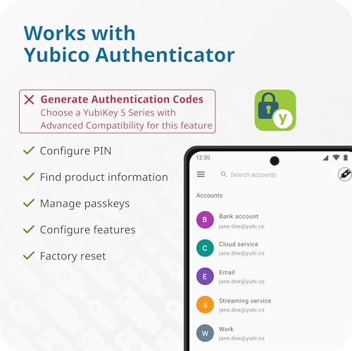 Yubico - Security Key NFC - Basic Compatibility - Multi-factor authentication (MFA) Security Key, Connect via USB-A or NFC, FIDO Certified