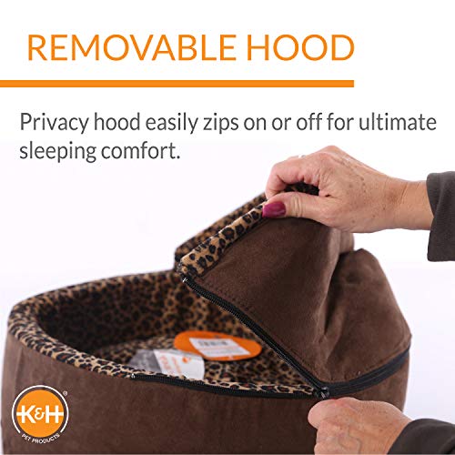K&H Pet Products Thermo-Kitty Bed Deluxe Indoor Heated Cat Bed Mocha/Leopard Large 20 Inches