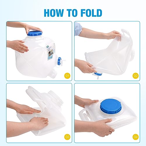 Collapsible Water Container,Portable Water Storage Containers,Collapsible Water Jug 5.3Gal,Camping Water Container with Spigot,Double Handle Foldable Emergency Water Storage for Camping,Hiking(1 Pack)