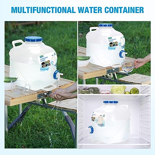 Collapsible Water Container,Portable Water Storage Containers,Collapsible Water Jug 5.3Gal,Camping Water Container with Spigot,Double Handle Foldable Emergency Water Storage for Camping,Hiking(1 Pack)