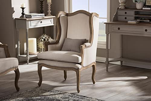 Baxton Studio Oreille Armchair, 27.3 x 25.35 x 40.56, Beige