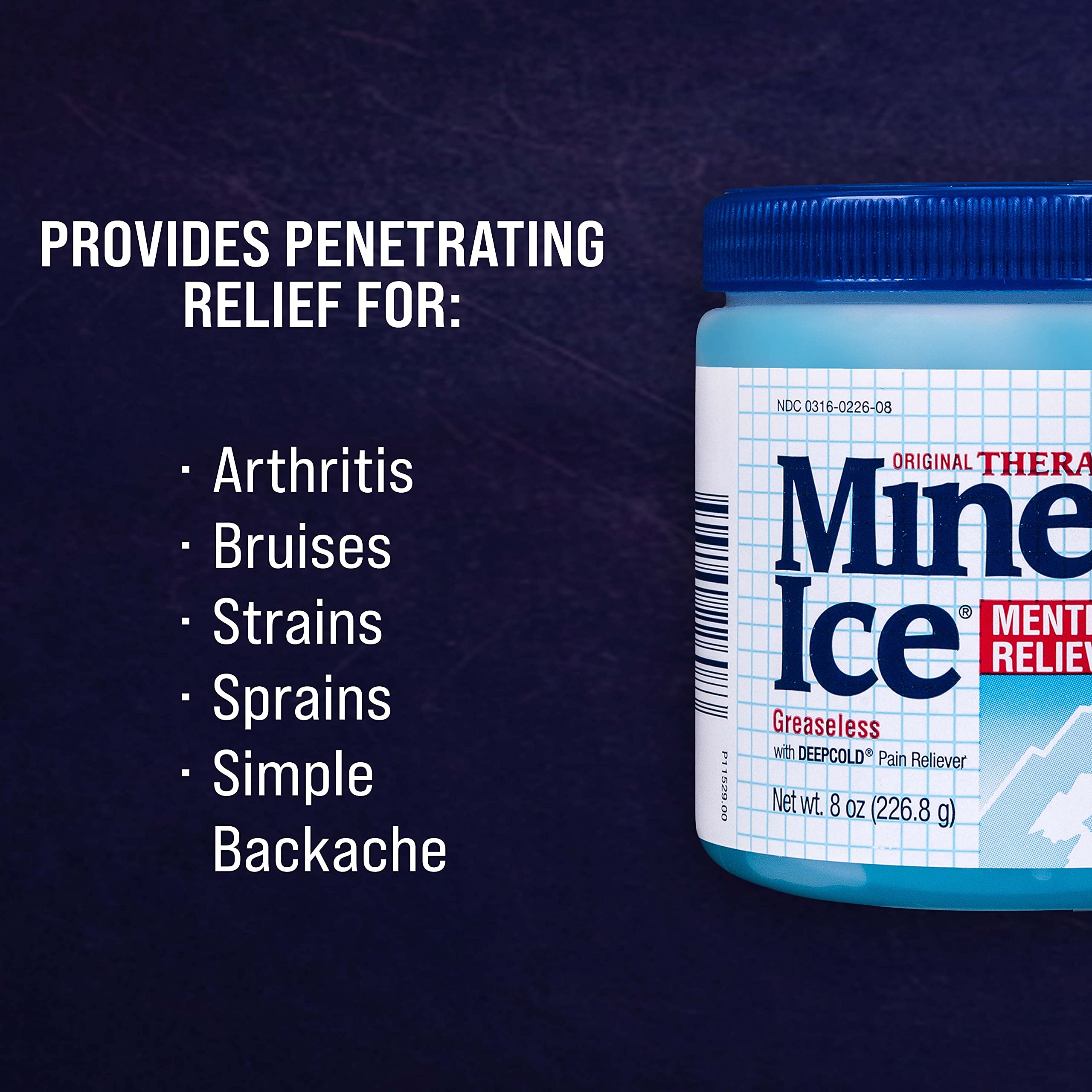 Mineral Ice Therapeutic Pain Relieving Gel, 8 Ounce
