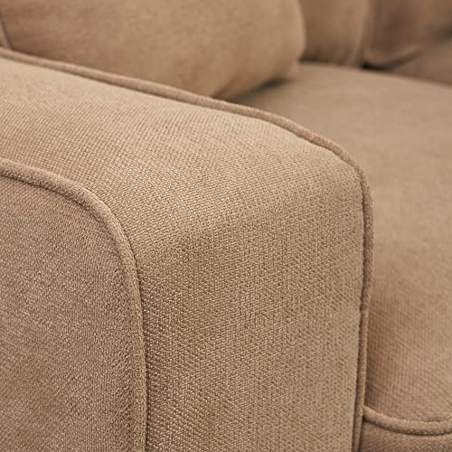 Serta Palisades Upholstered Sofas for Living Room Modern Design Couch, Straight Arms, Soft Fabric Upholstery, Tool-Free Assembly, 61" Loveseat, Sand Beige