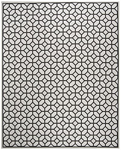 SAFAVIEH Linden Collection 8' x 10' Light Grey/Charcoal LND127A Geometric Indoor/ Outdoor Non-Shedding Easy scrubbing Patio Backyard Porch Deck Mudroom Area-Rug