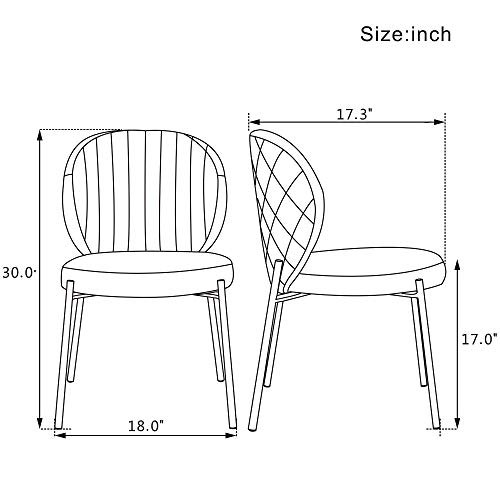 DAGONHIL Velvet Dining Chair,Upholstered Vanity Chairs with Golden Metal Leg,Set of 4(Yellow)