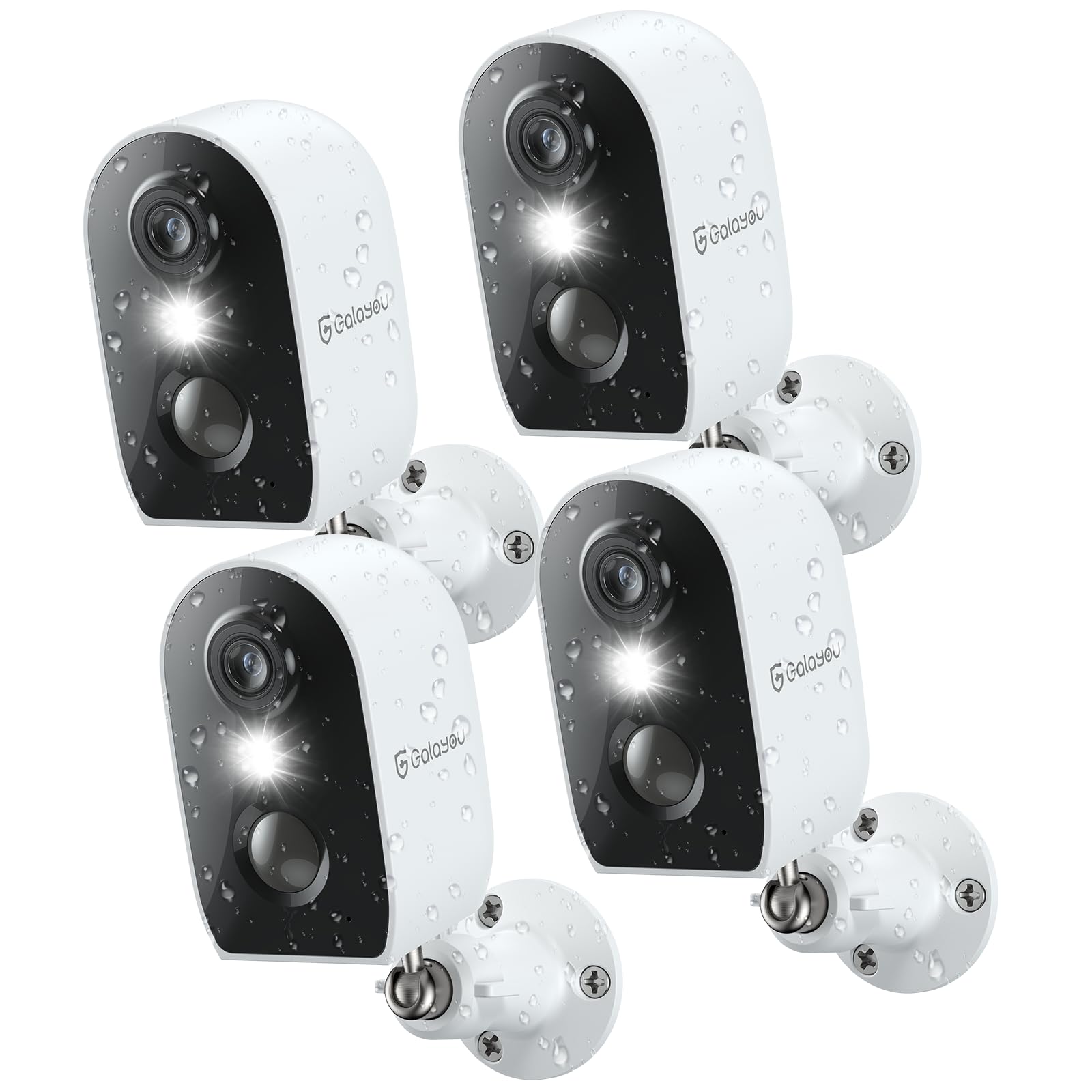GALAYOU Cameras for Home Security Outside-2K Battery Powered WiFi Surveillance Indoor/Outdoor, Security Cameras with Motion Siren, Color Night Vision Waterproof, Cloud/SD Storage 2.4Ghz WiFi