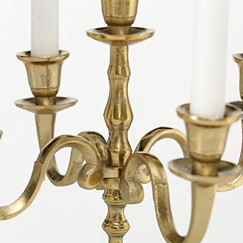 WHW Whole House Worlds Hamptons Five Candle Golden Candelabra, Hand Crafted of Cast Aluminum Nickel, Over 1 FT (15.75 Inches)