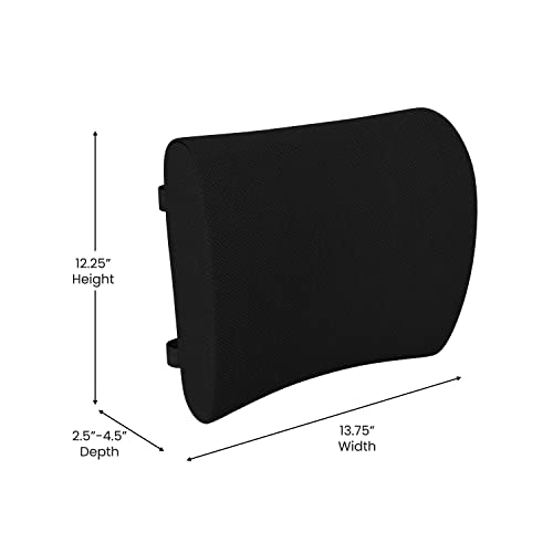Flash Furniture Rey Lumbar Support Back Pillow Office Chair and Car Seat Cushion with Adjustable Straps and CertiPUR-US Certified Memory Foam, Set of 1, Black