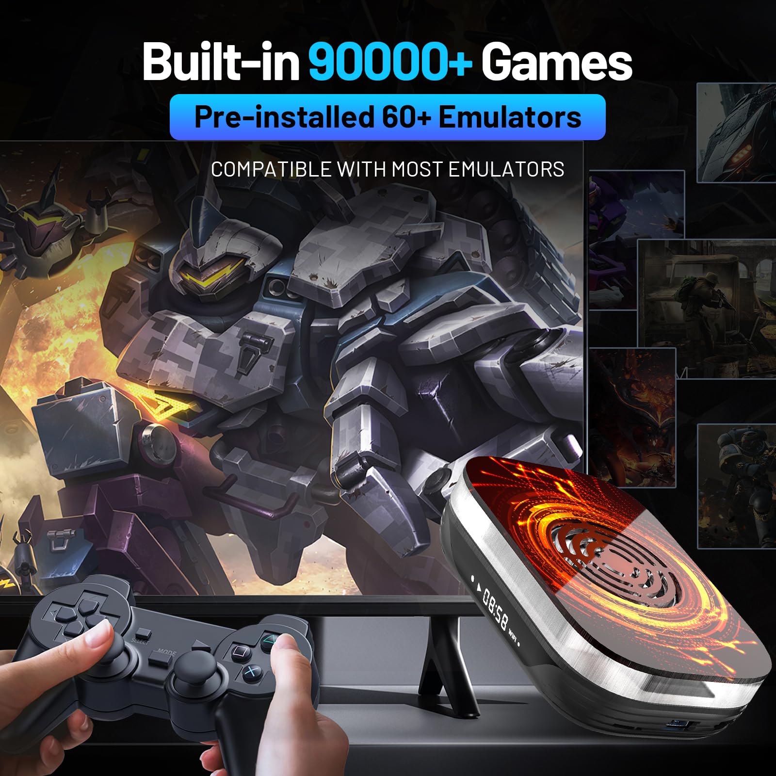 Kinhank Super Console X4 Plus video Game Console with 90000+Games, EmuELEC 4.6/Android 11.0/CoreE,Retro Game Console Compatible with Most Emulators,S905x4,8K UHD Display