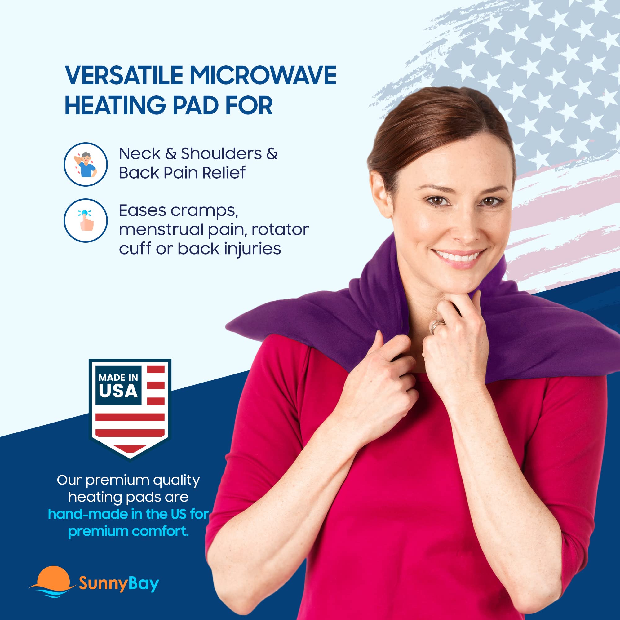 SunnyBay Extra Large Microwave Heating Pad, Microwavable Heavy Weighted Full Body Moist Cold Pack and Washable Fleece Cover, 10x24 Inches, FSA HSA Eligible, 4 lbs, Purple